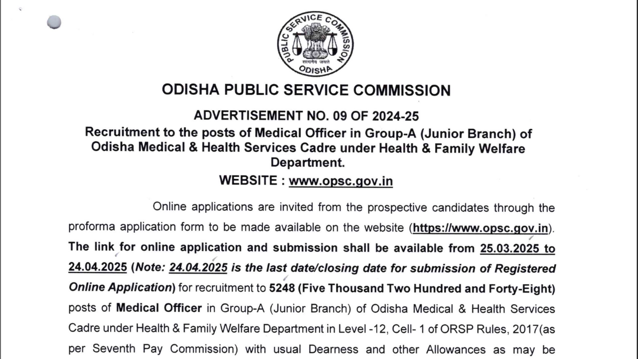 OPSC MO recruitment 2025 for 5248 posts to begin on March 25: Check how ...