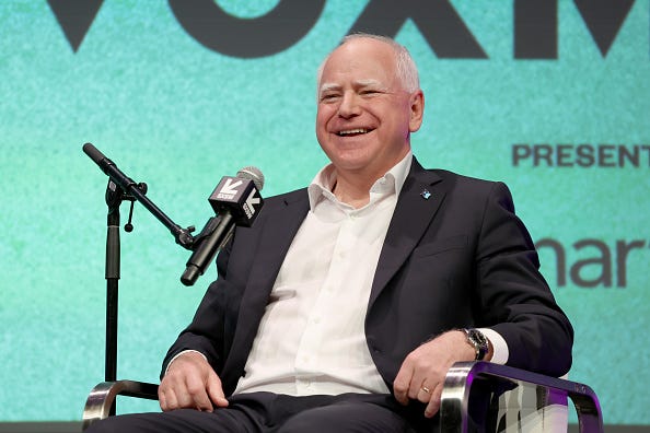 Tim Walz celebrates Tesla’s stock drop