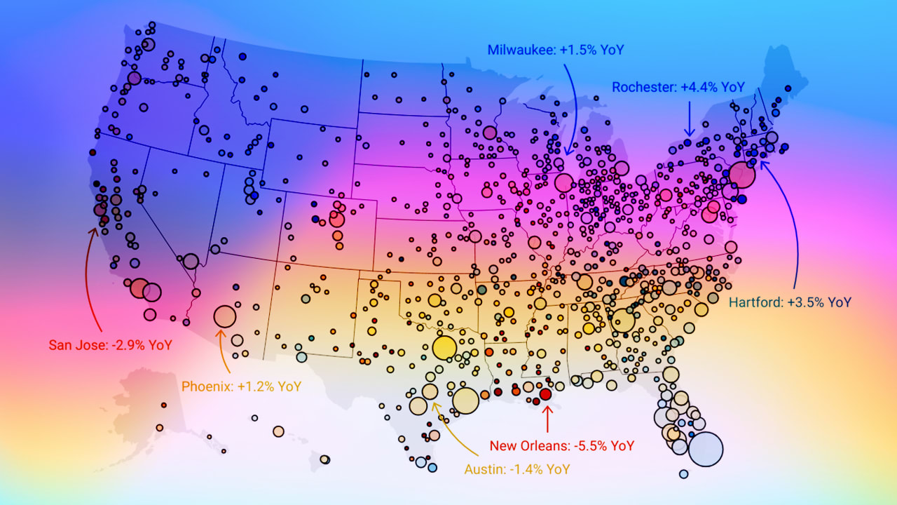 Housing market map: Zillow once again downgrades its 2025 home price ...