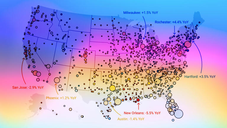 Housing market map: Zillow once again downgrades its 2025 home price ...