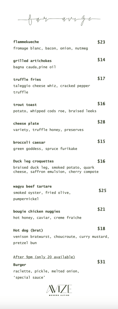 Bar Avize opens on Brady Avenue for cocktails, flammekueche, and cheese ...