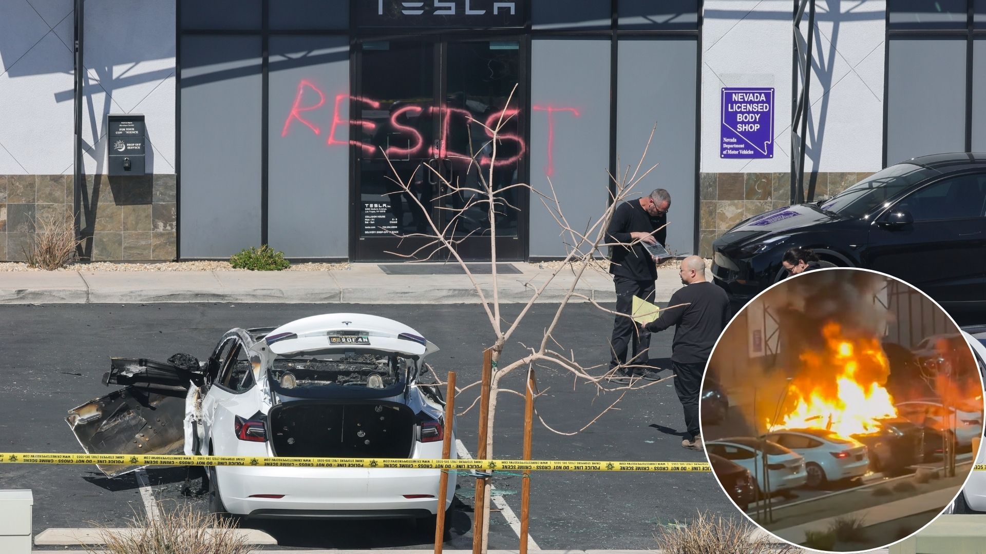 Teslas set on fire with Molotov cocktails in Vegas