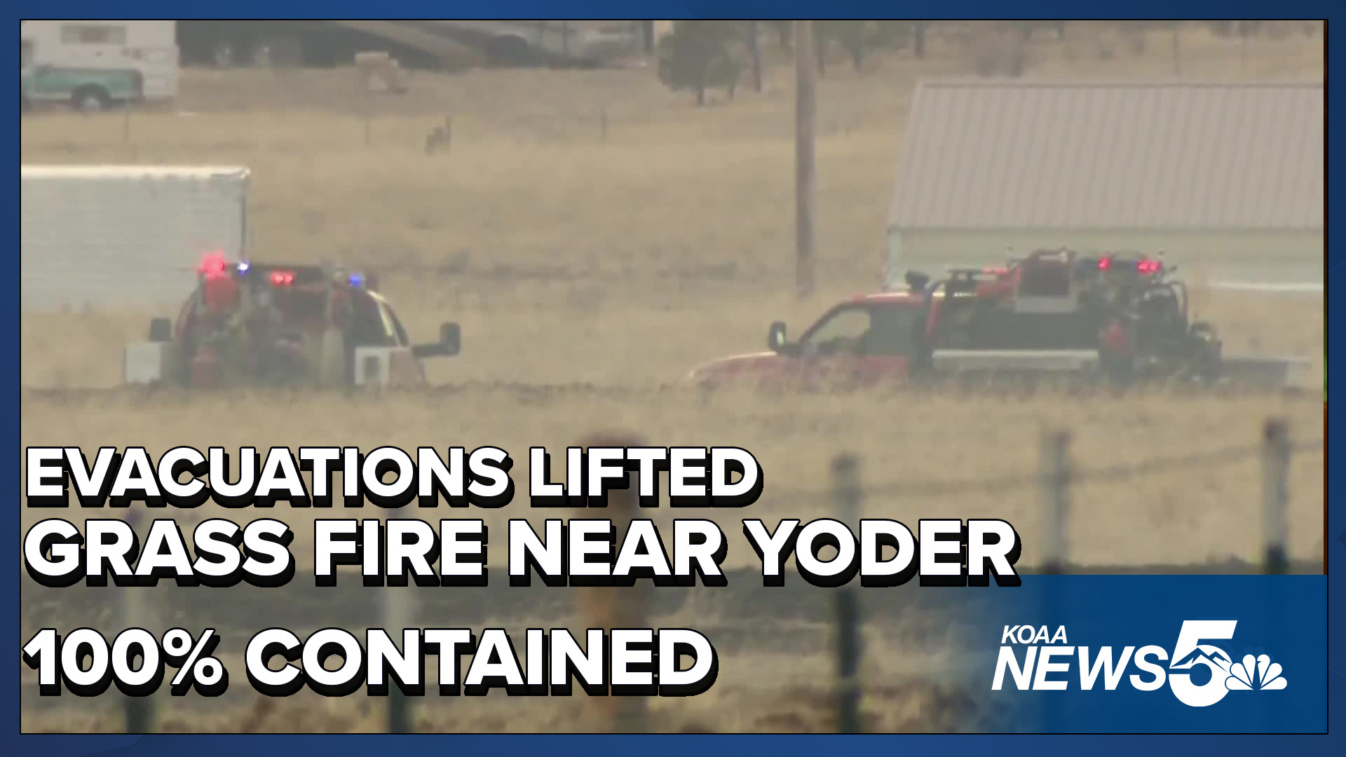 Grass fire burning near Ellicott and Yoder 100% contained