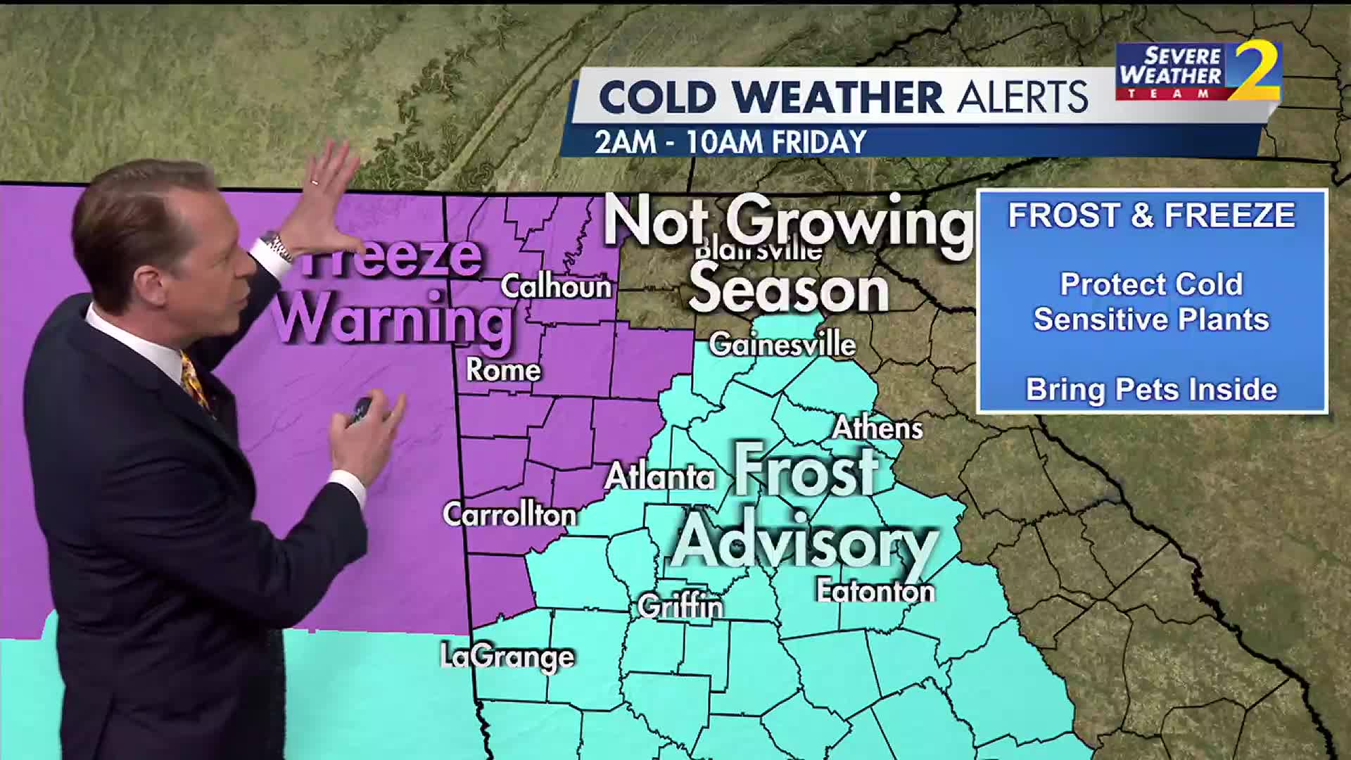 Freeze warning for NW Georgia, frost advisory for rest of metro Atlanta