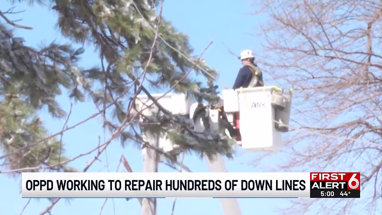 Crews clear fallen trees as power restoration continues in Omaha
