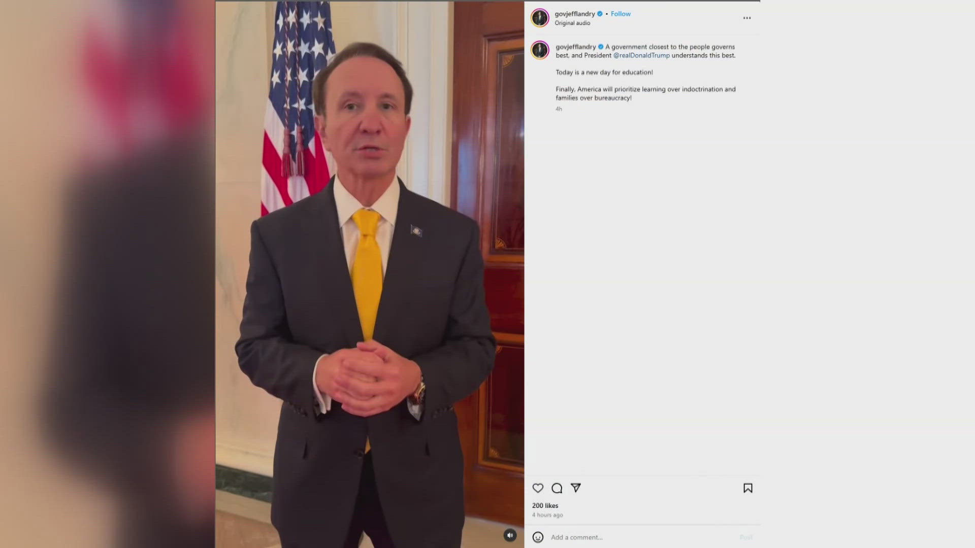 Gov. Landry praises President Trump signing executive order to ...