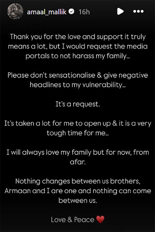 Amaal Mallik DELETES post on breaking ties with family; Says “Armaan ...