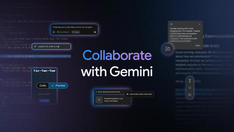 Google adds Canvas and Audio Overview to Gemini AI
