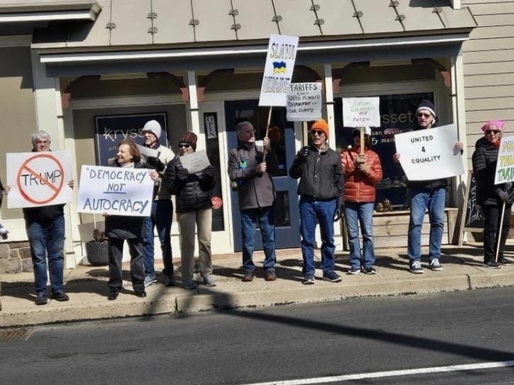 Democrats Protest Musk, Fed Cuts In Yardley