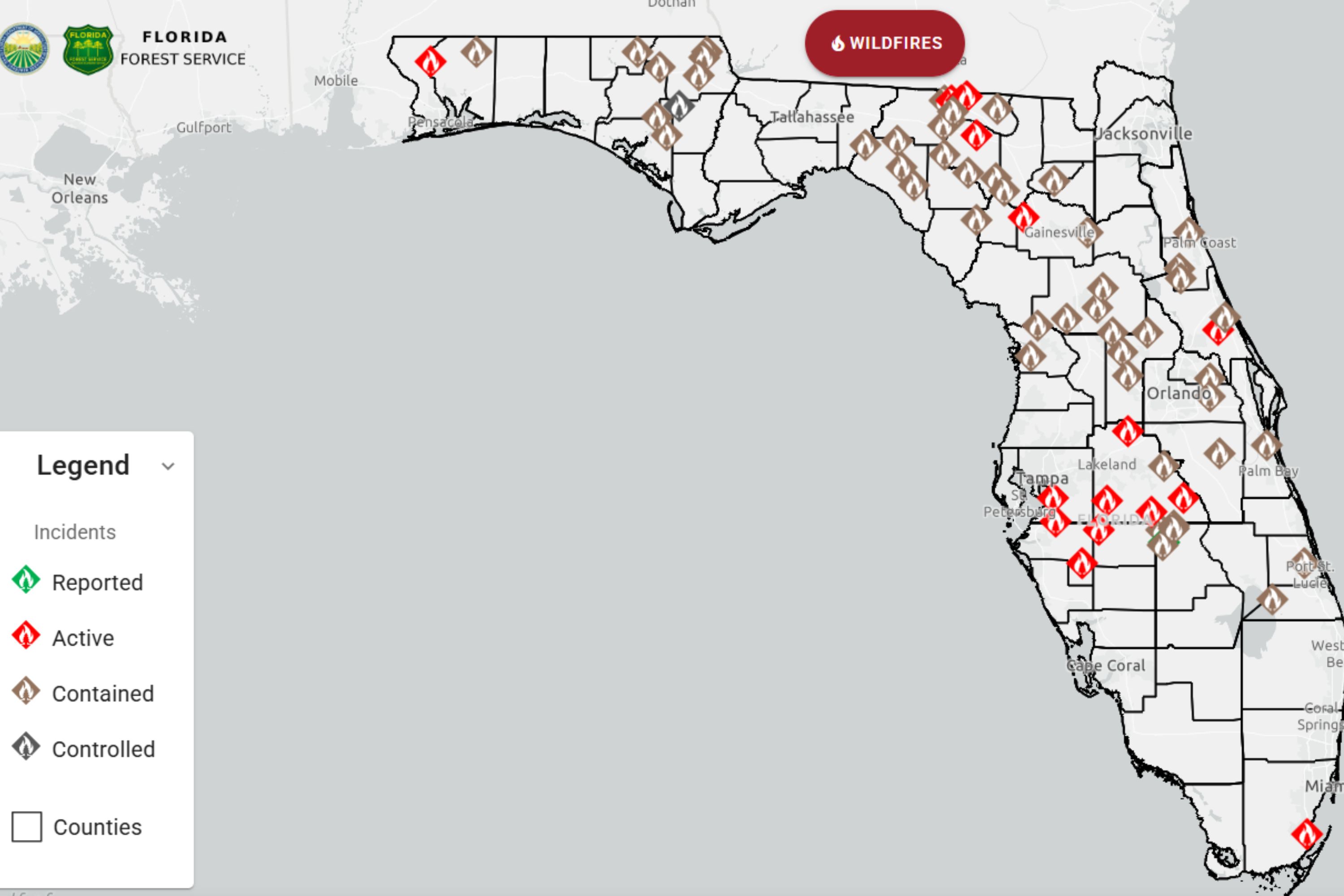 Florida Wildfire Map Shows Blazes Raging After Roads Severed