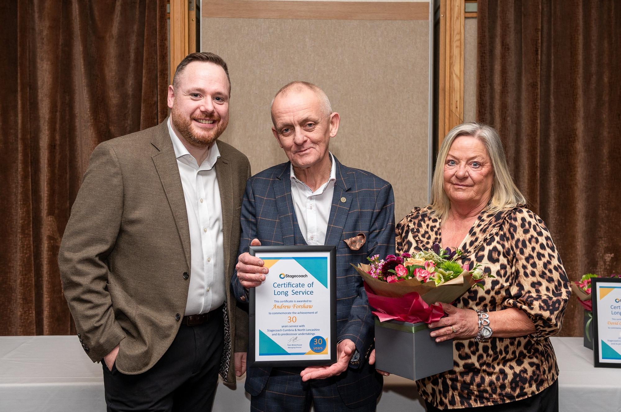 Stagecoach staff including Lancaster bus driver receive long service awards