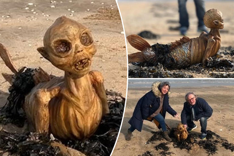 Creepy skeleton-like figure with fins shocks beachgoers: ‘I just knew ...