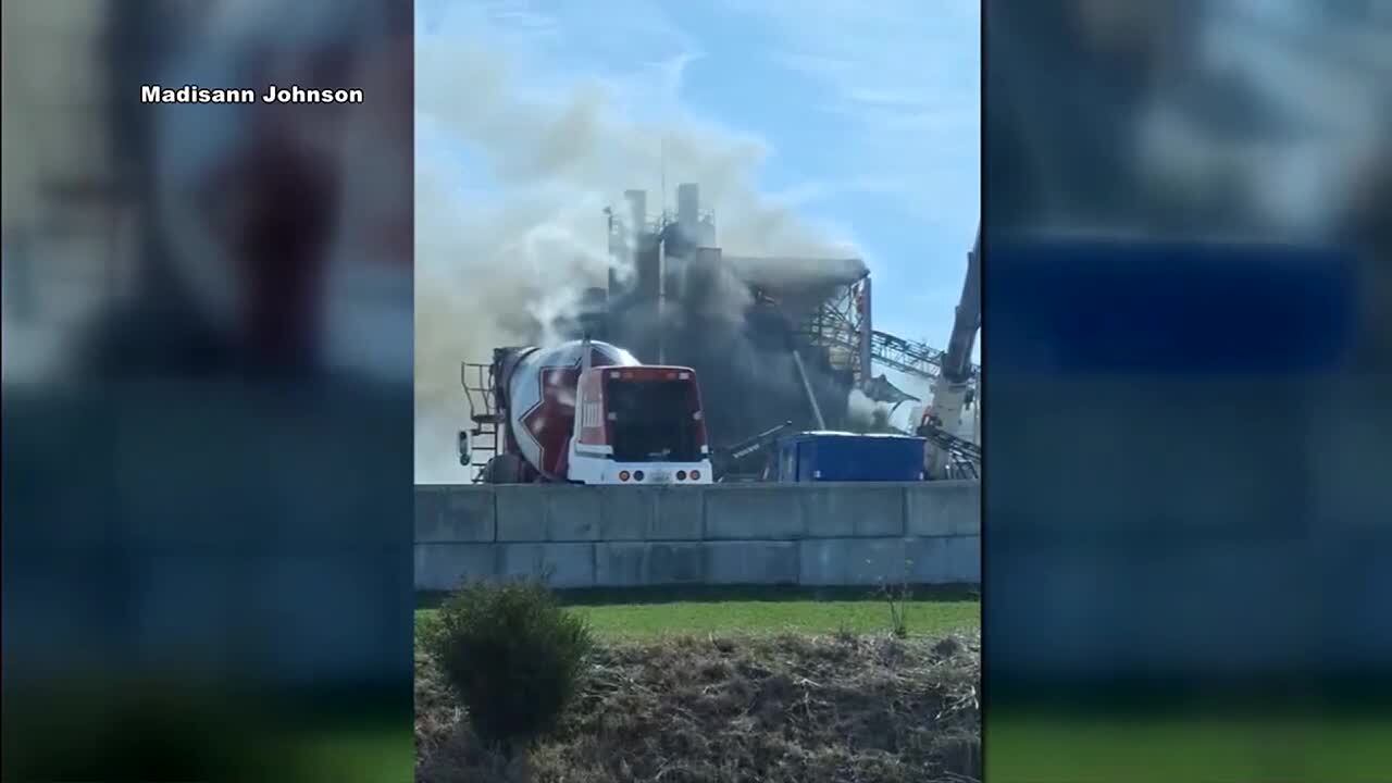 Fire crews treating hotspots at IMI Concrete in Fort Branch