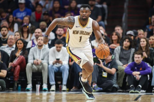 Pelicans star Zion Williamson (back) out vs. Timberwolves