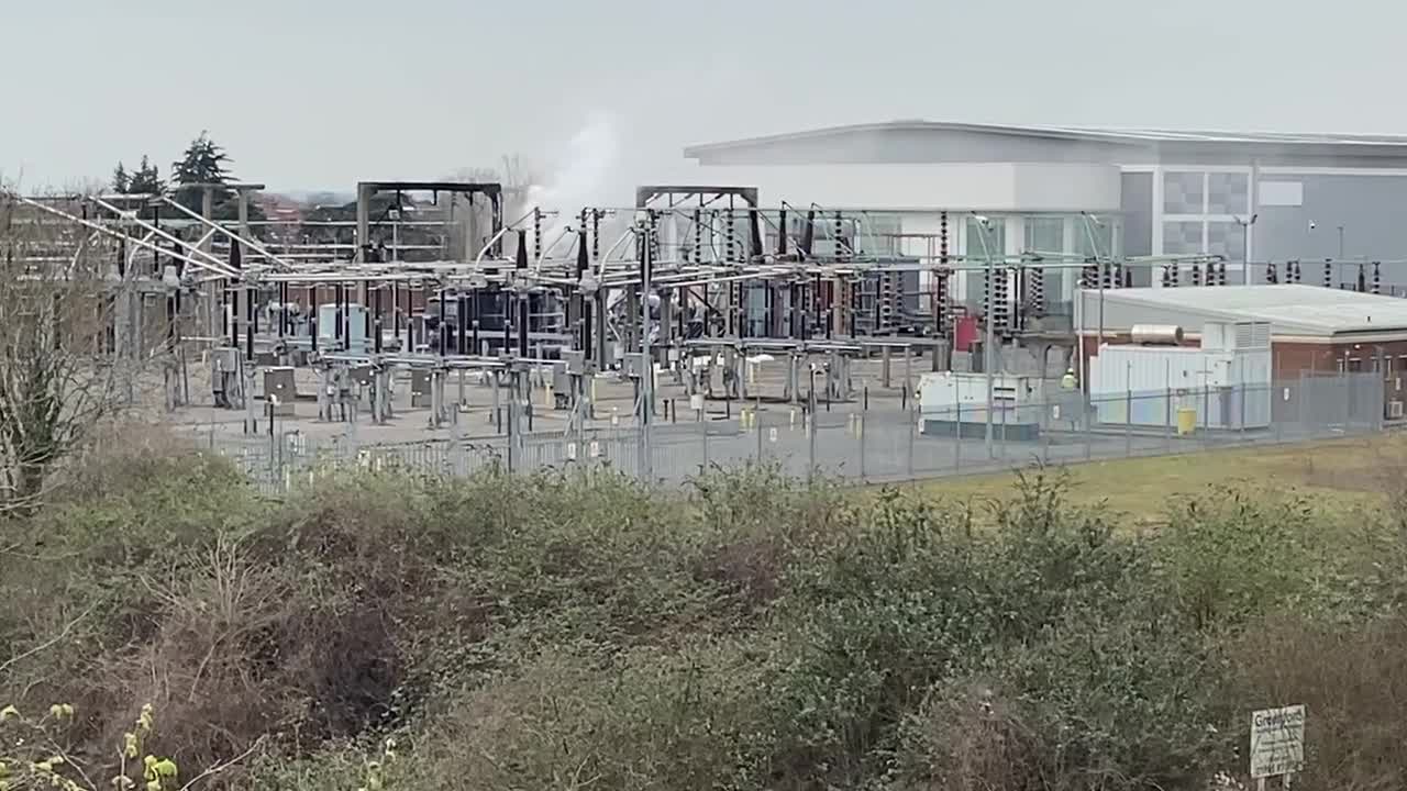 Fire at North Hyde Electricity Substation in Hayes, London,