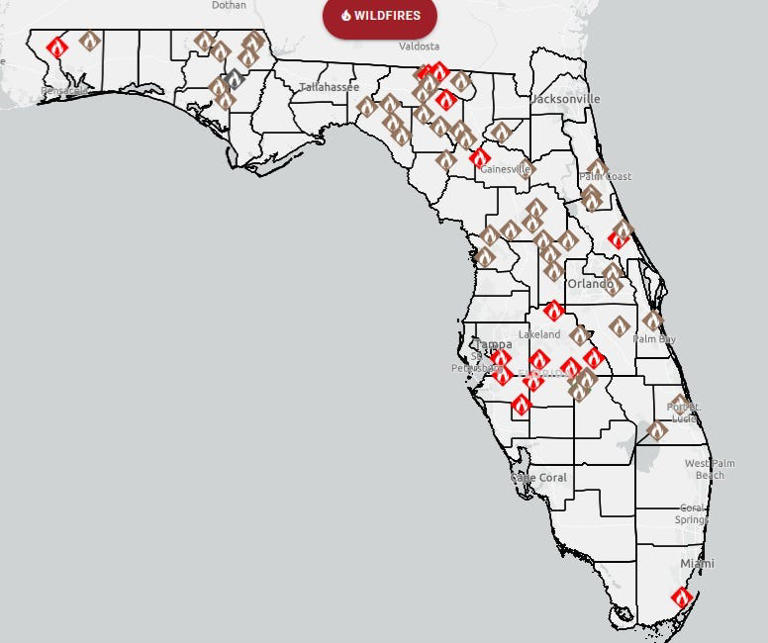 See how many brush fires are burning in Florida. Map shows wildfire ...