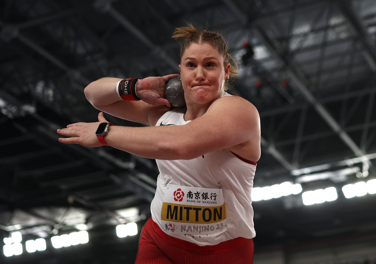 Canada's Sarah Mitton repeats as world indoor shot put champion