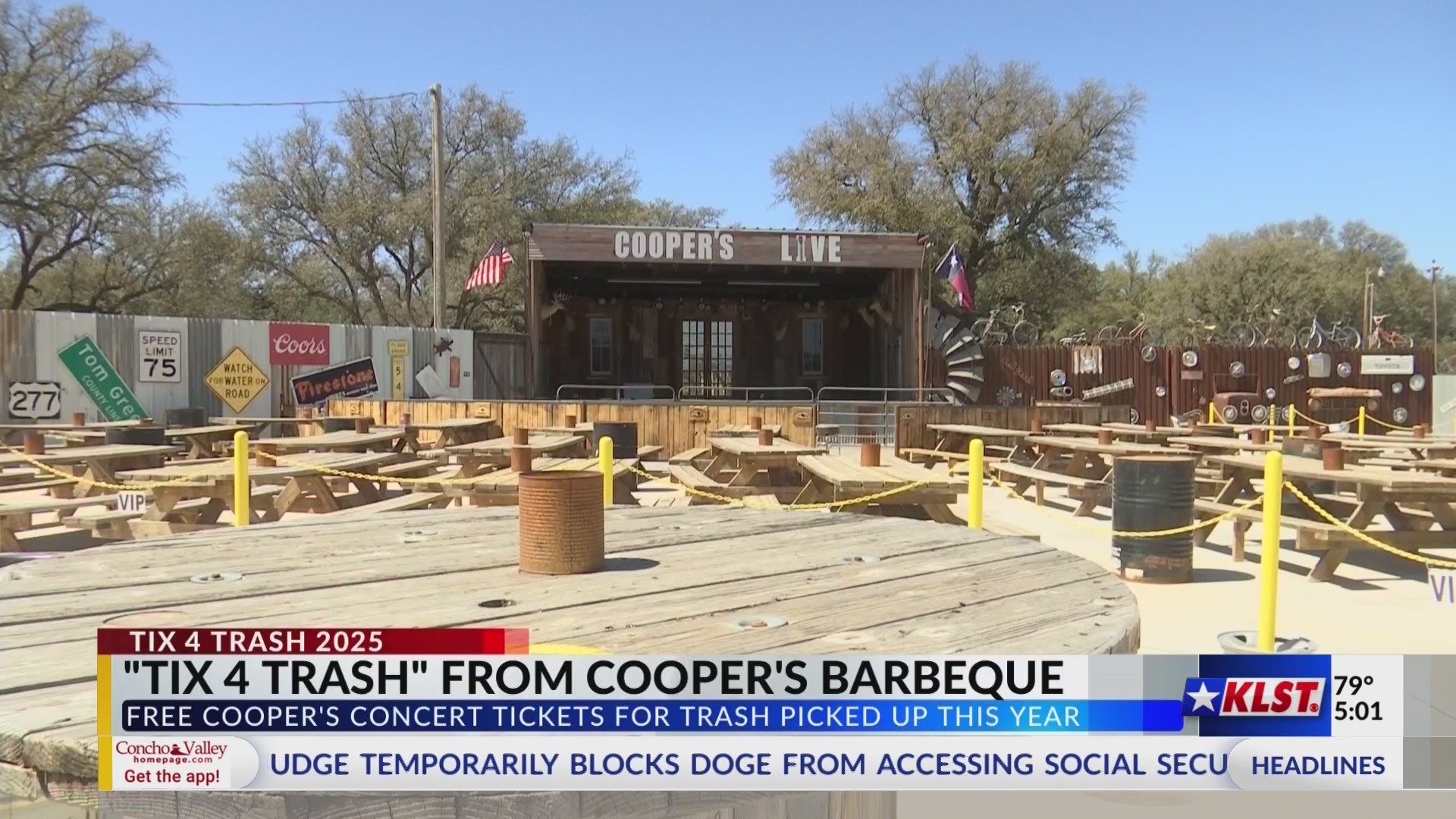 Cooper's Bar-b-q offers free concert tickets through "Tix 4 Trash" program