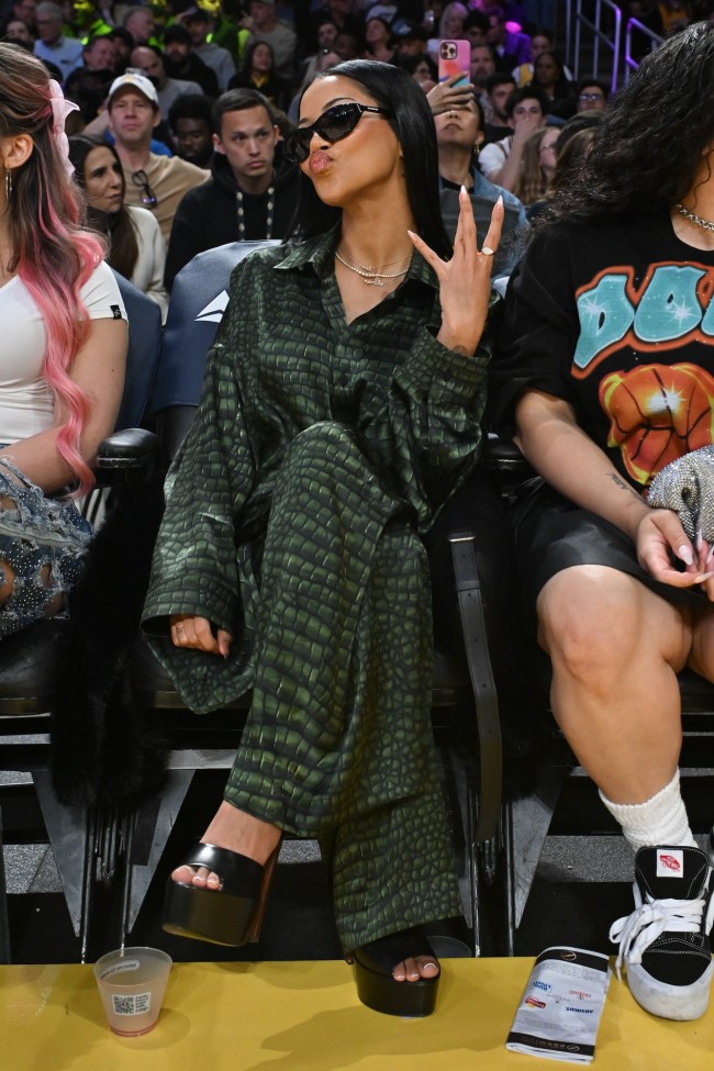 Jhené Aiko Shows off Bold Saint Laurent Platforms With Green Reptilian ...