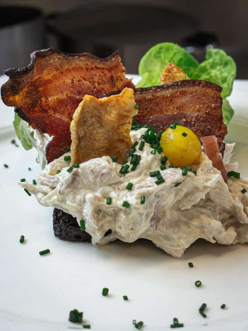 A simple and flavorful chicken salad with creamy dressing, golden-fried ...