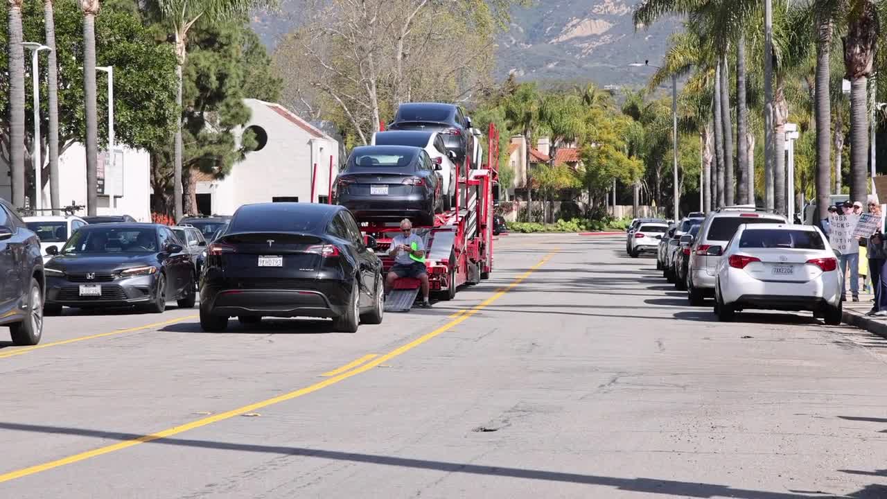 Senior Citizens Hold Anti-Tesla Rally: Santa Barbara, CA
