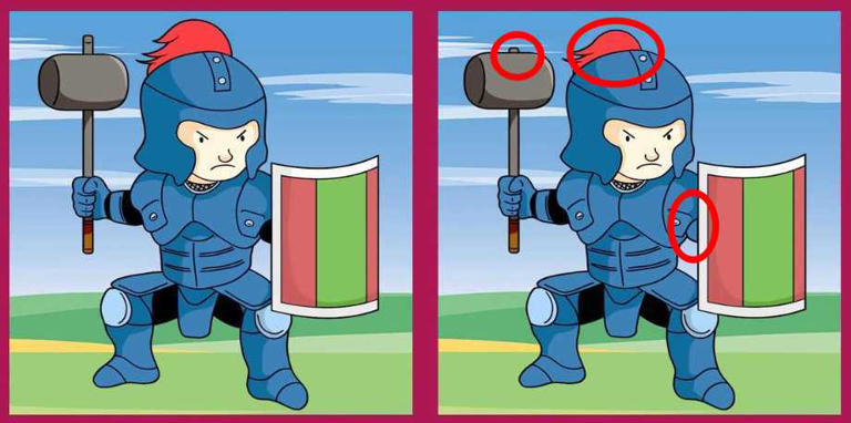 Spot 3 differences between the warrior pictures in 15 seconds!