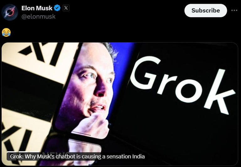 Elon Musk reacts to his AI chatbot Grok's Hindi slang controversy in India Elon Musk reacts to his AI chatbot Grok's Hindi slang controversy in India