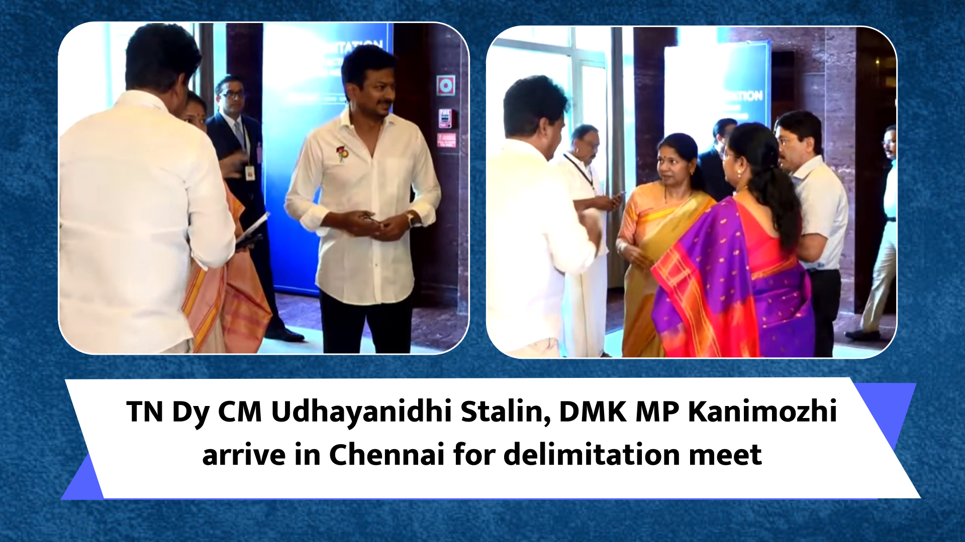 TN Dy CM Udhayanidhi Stalin, DMK MP Kanimozhi arrive in Chennai for delimitation meet