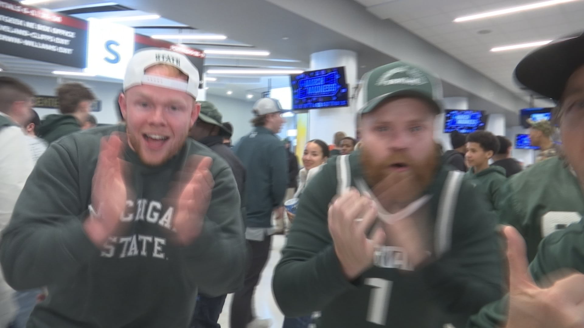 Spartan fans celebrate opening round win over Bryant in Cleveland