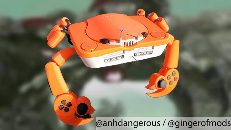 Modder turns concept art into an amazing crab-shaped PlayStation 1