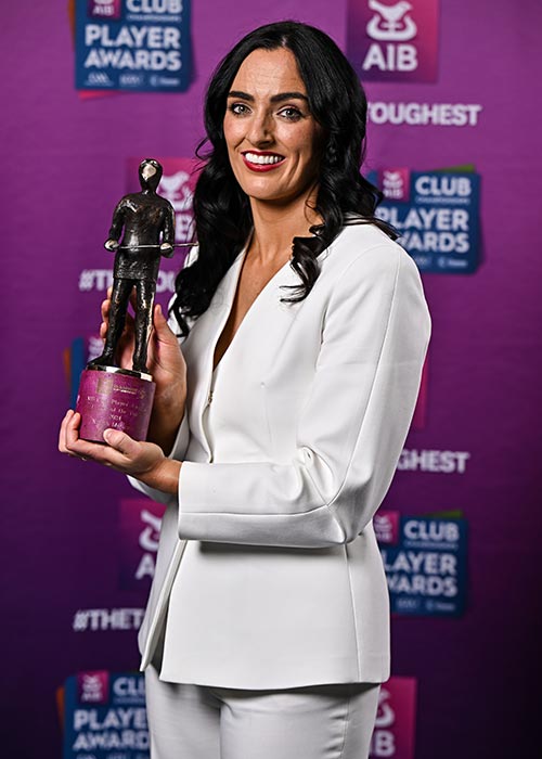 Niamh McGrath looks chic in white as she wins big at the Club Players Of The Year awards