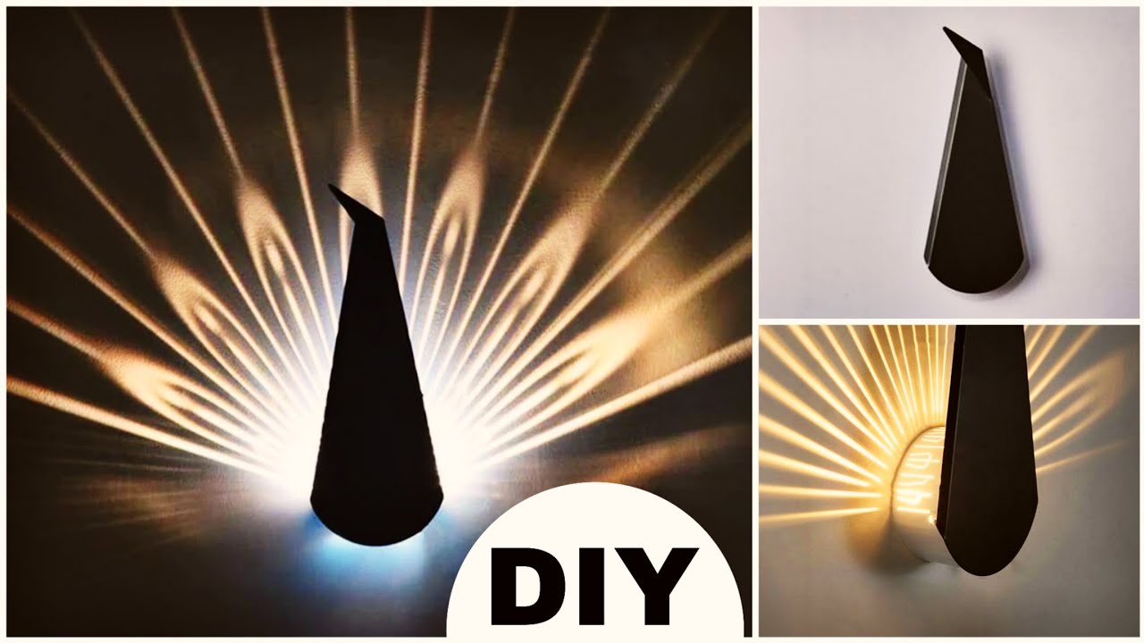 DIY Black Peacock LED Light Fixture – Modern Wall Light Design 🦚