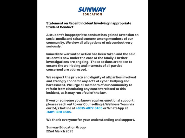 Sunway Education Group responds to viral video of student’s alleged misconduct at library, urges ...