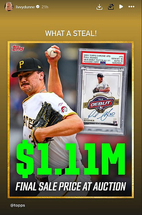 Livvy Dunne issues three-word response to Paul Skenes trading card sale