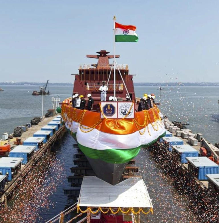 `Tavasya', Indian Navy's indigenously built frigate, launched at Goa ...