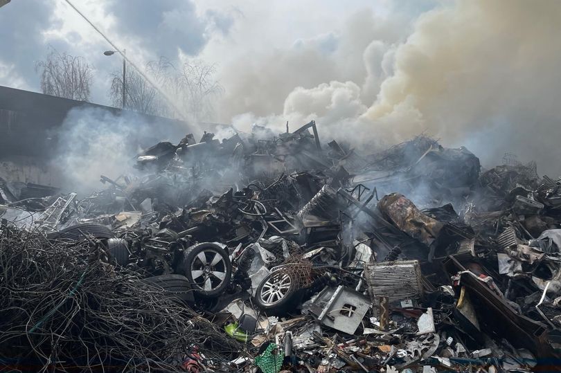Inside the scene of destruction after huge scrap yard fire