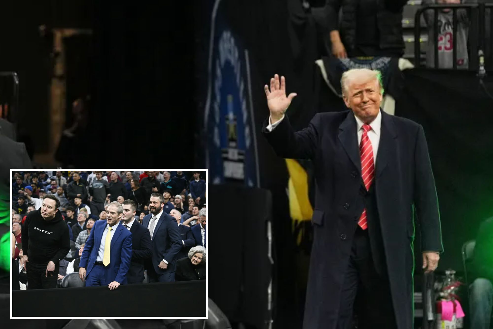 Trump greeted with huge cheers from ecstatic crowd as he attends NCAA ...