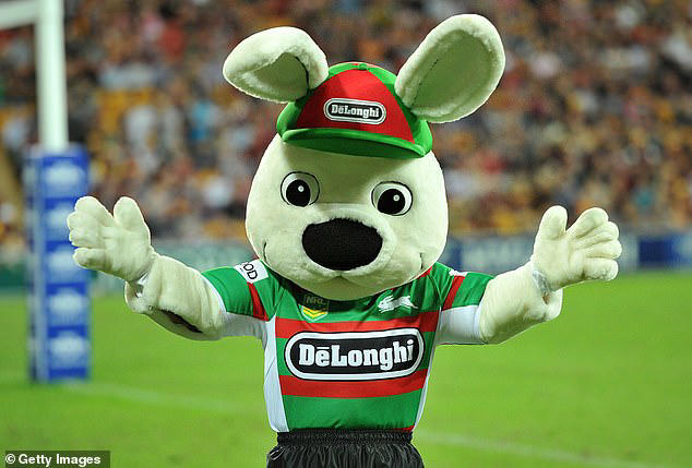 Bizarre moment South Sydney Rabbitohs mascot appears to push a nine ...