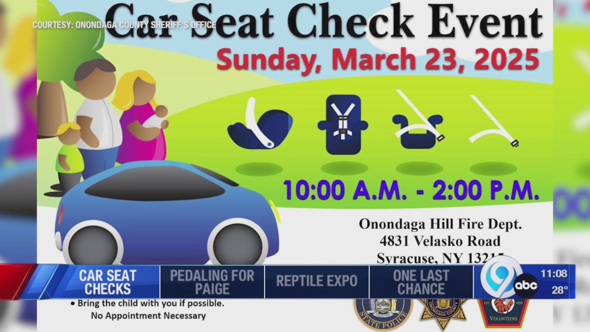 Car seat check event on Sunday