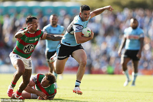 Bizarre moment South Sydney Rabbitohs mascot appears to push a nine ...