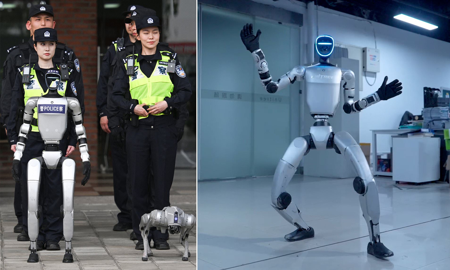 Chinese cops show off robot officer and dog at F1 Grand Prix