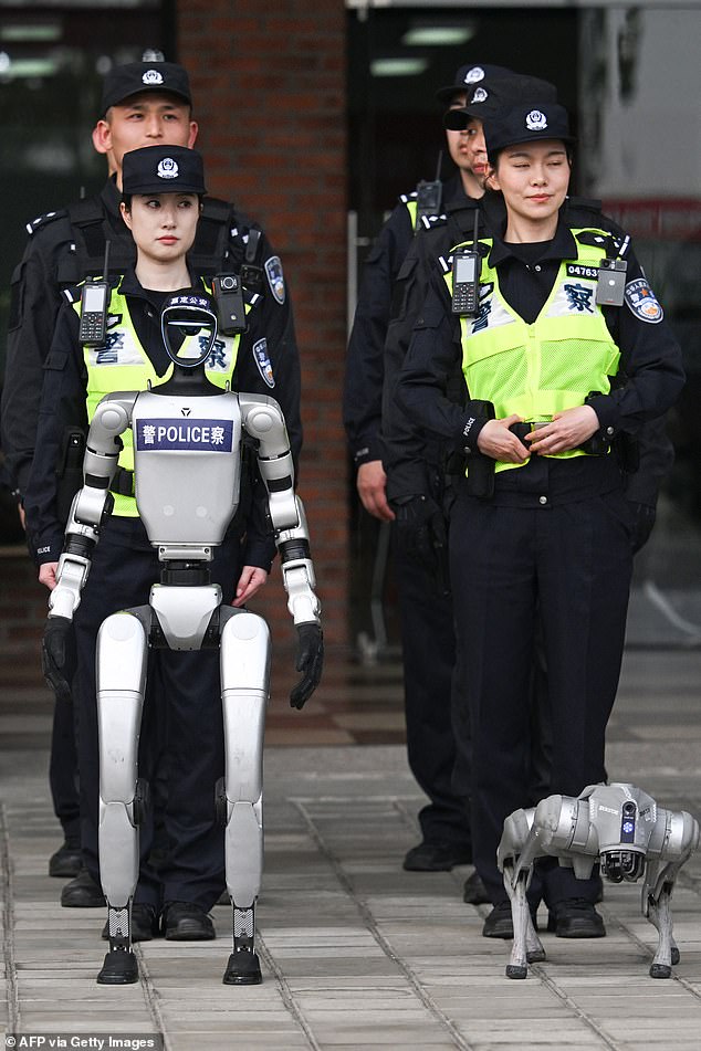 Chinese cops show off robot officer and dog at F1 Grand Prix