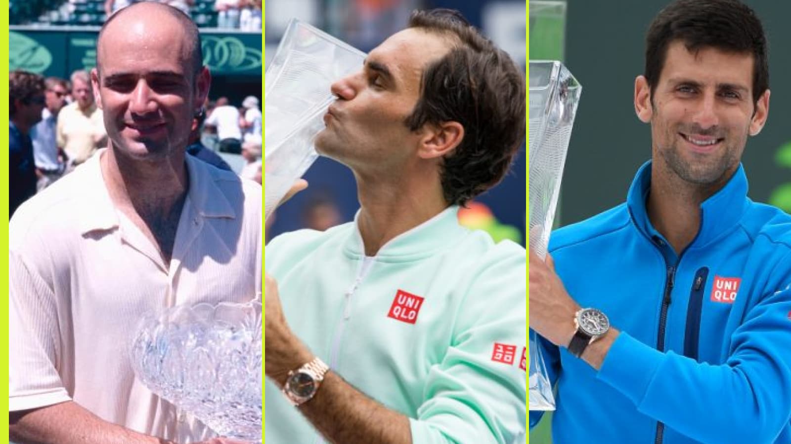 The 9 men with most Miami Open match wins: Andre Agassi with 61, Novak ...