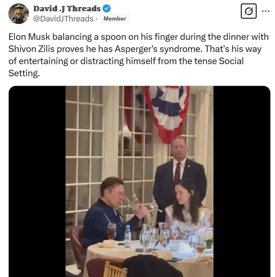 Video of Elon Musk's spoon-and-fork trick at Trump's Mar-a-Lago dinner ...