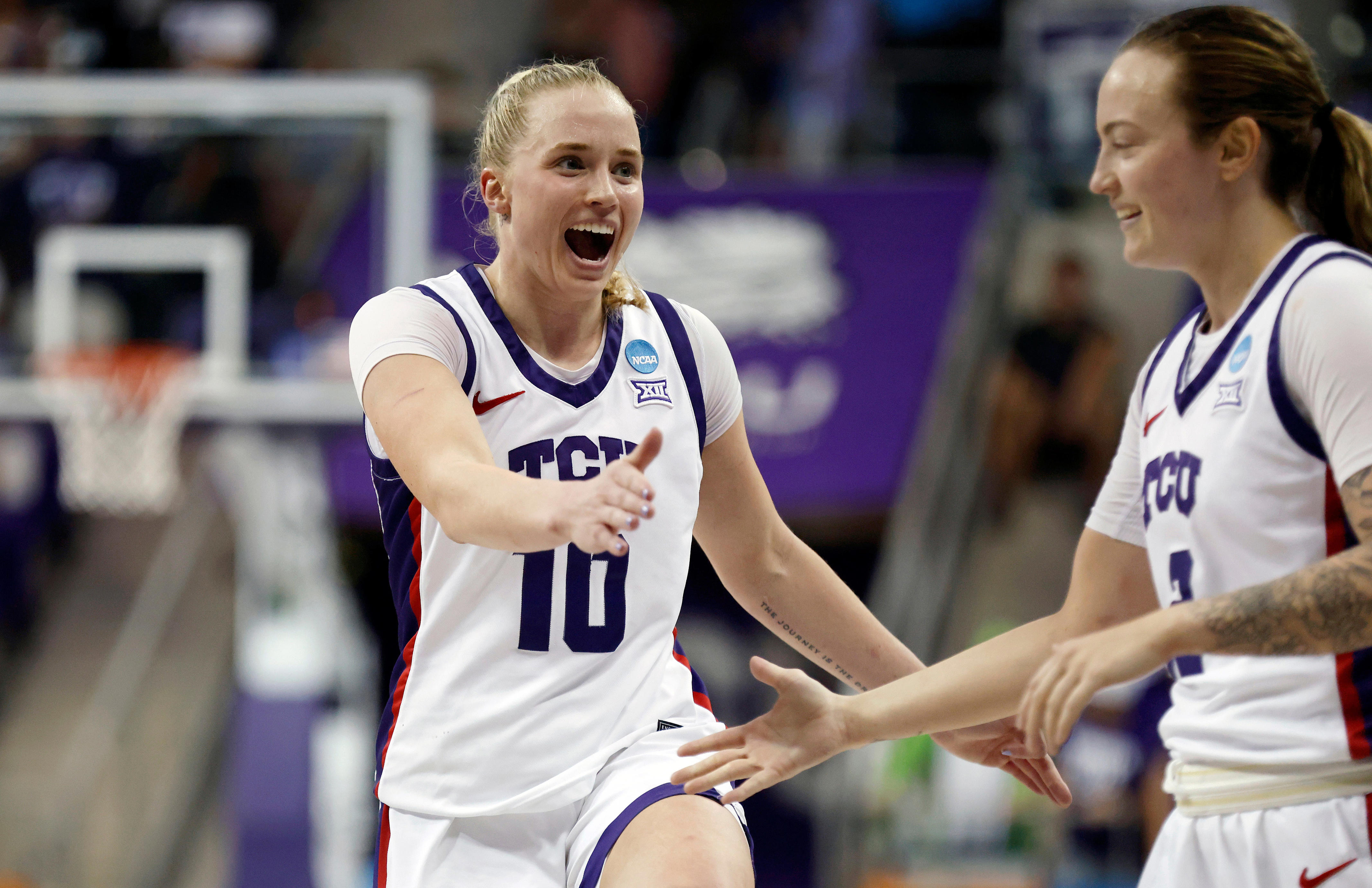 Hailey Van Lith's photos after TCU's March Madness win vs. Louisville ...