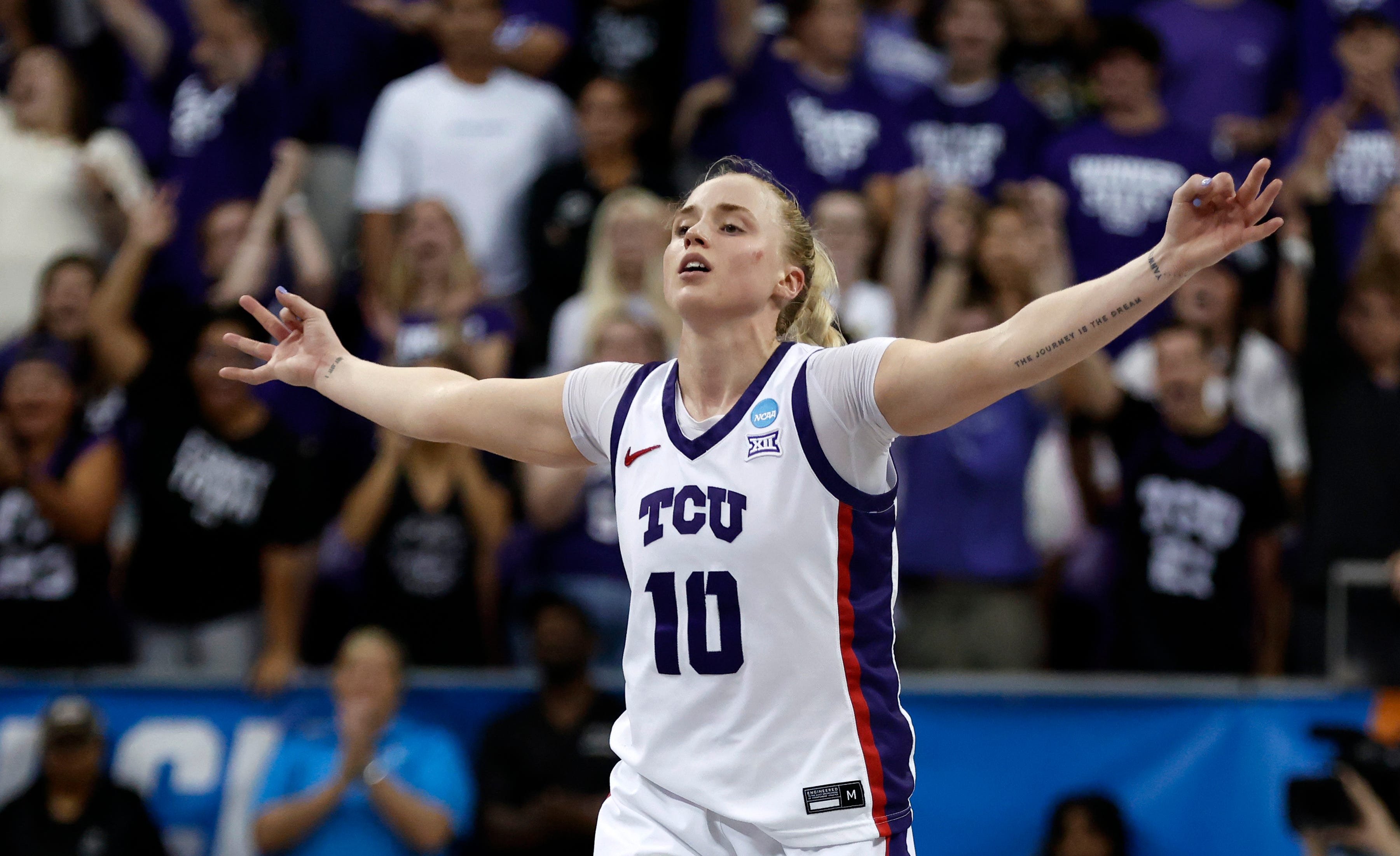Hailey Van Lith's photos after TCU's March Madness win vs. Louisville ...