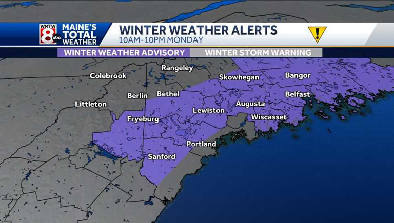 Winter Weather Advisory issued ahead of Monday snowfall