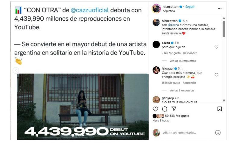 Cazzu logra histórico récord gracias a “Con otra”, canción que estaría dedicada a Ángela Aguilar