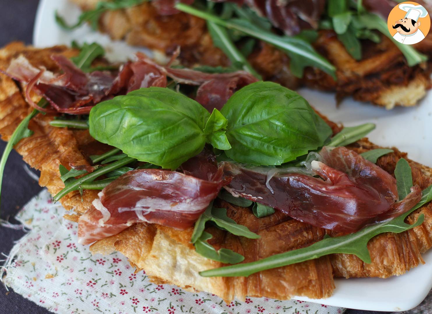 Croffle, the waffle style croissant sandwich with fig jam, goat cheese ...