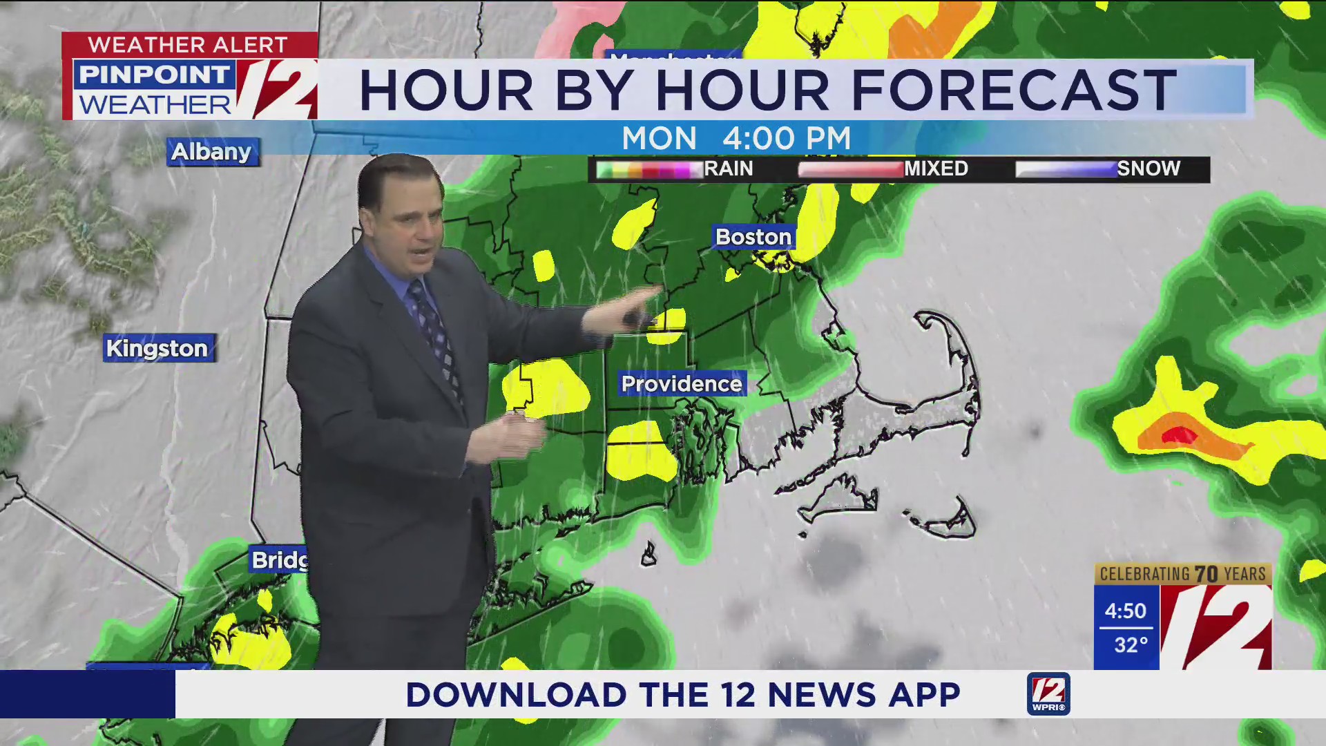 WPRI 12 Weather Forecast for 3/24/25: Rain develops today